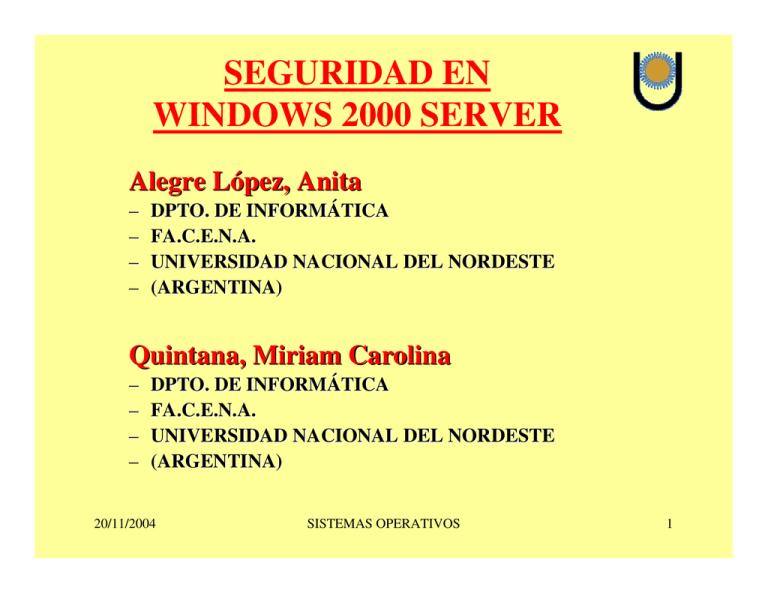 Seguridad en Windows 2000 Server.