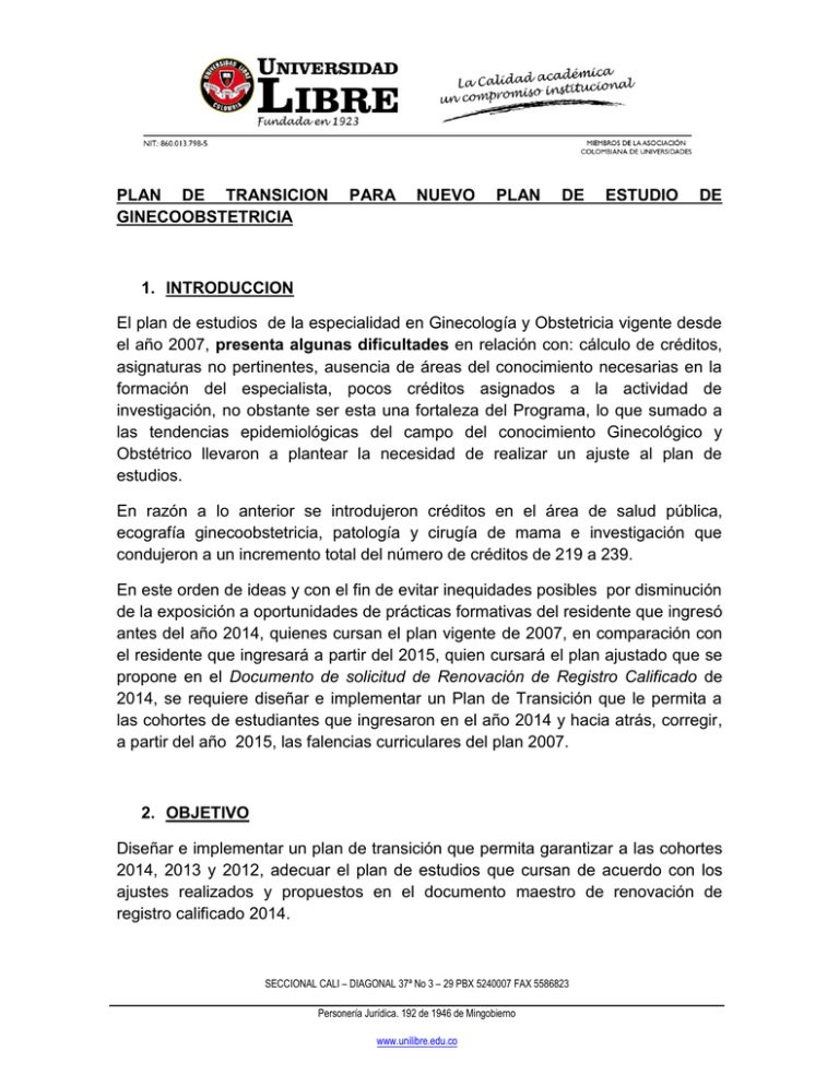 Nuevo plan de estudios TRANSICION