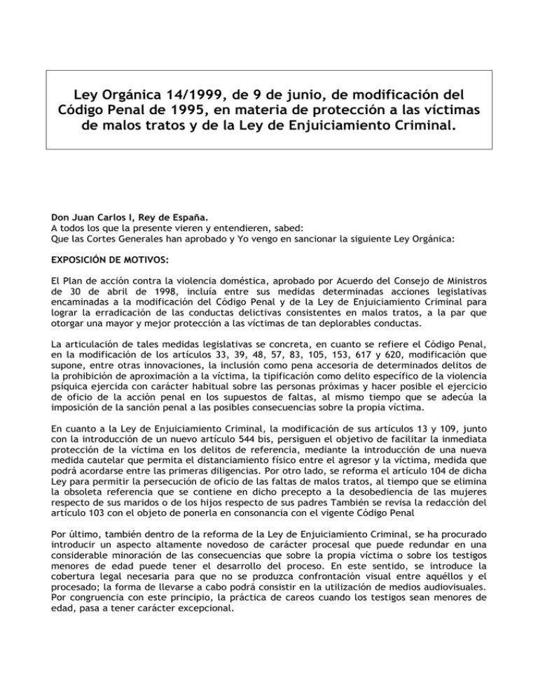 Ley Org nica 14/1999 de 9 de Junio,