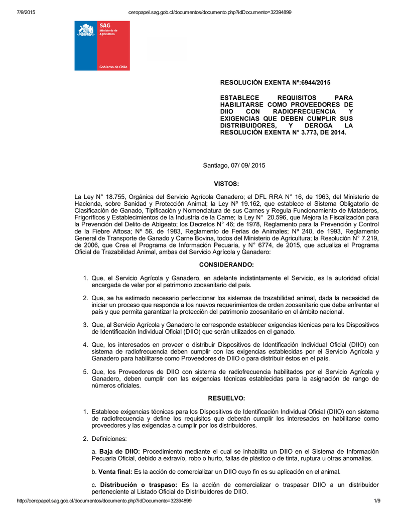 Resolución N° 6.944/2015