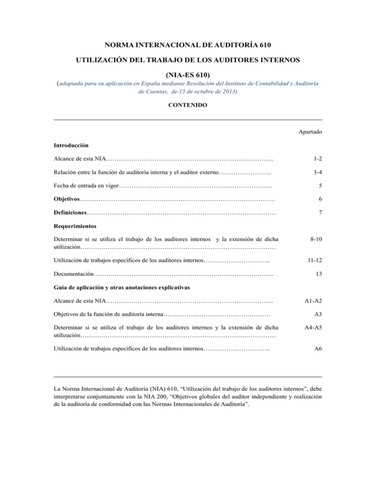 NORMA INTERNACIONAL DE AUDITORÍA 610 (NIA-ES 610)