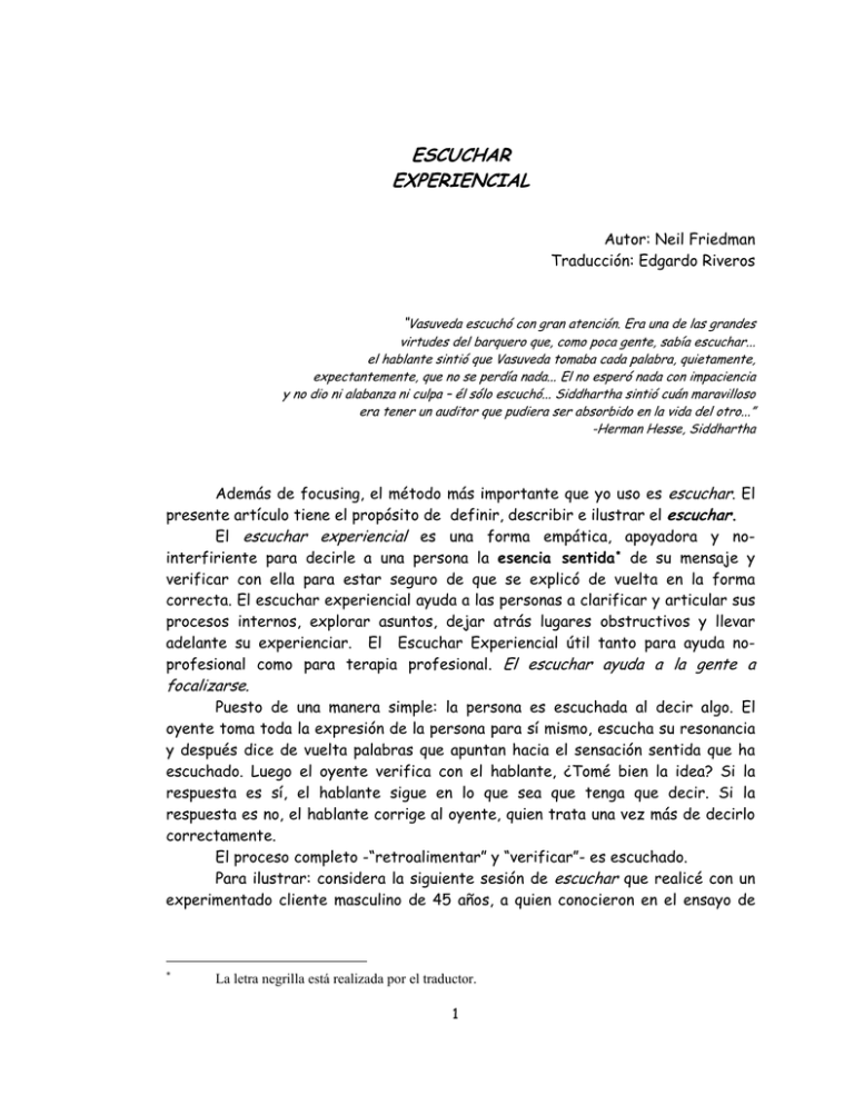ESCUCHAR EXPERIENCIAL