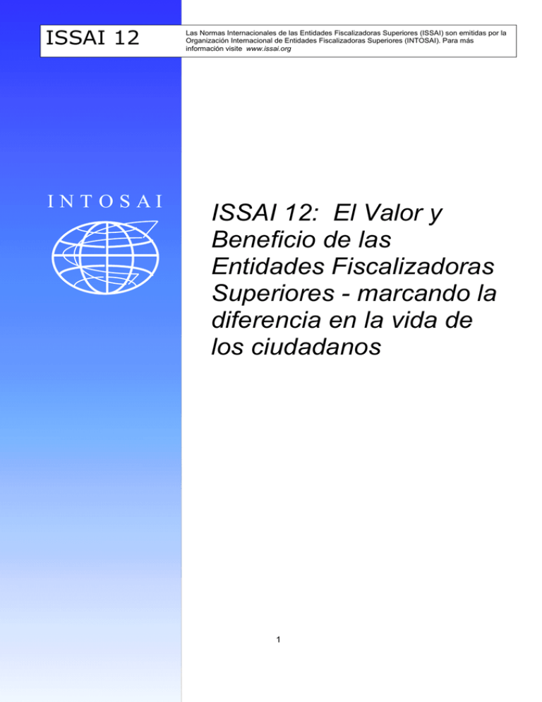 ISSAI 12 “El valor y beneficio de las EFS: haciendo una diferencia en ...