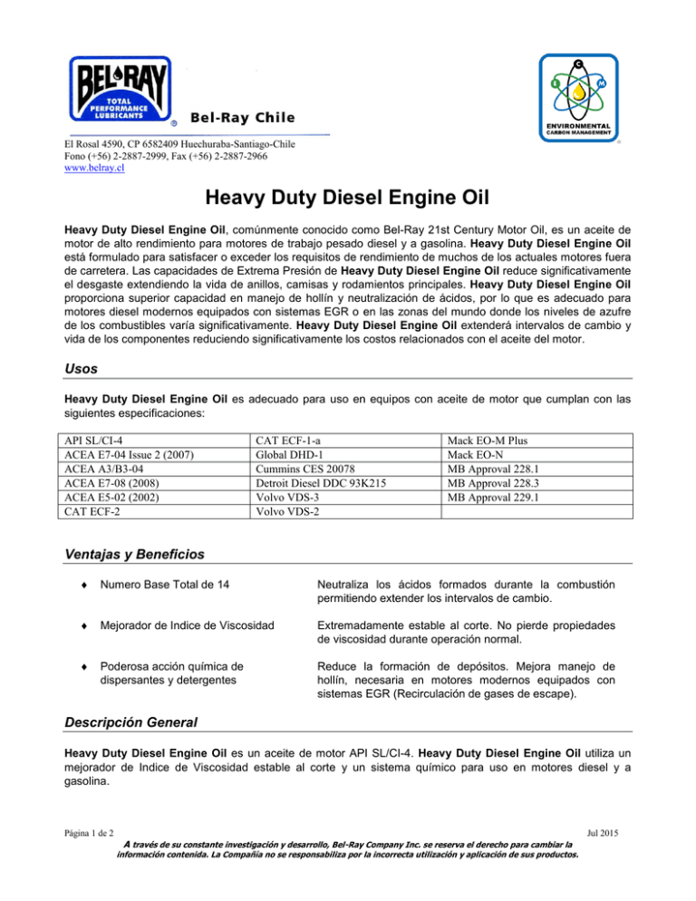 Heavy Duty Diesel Engine Oil