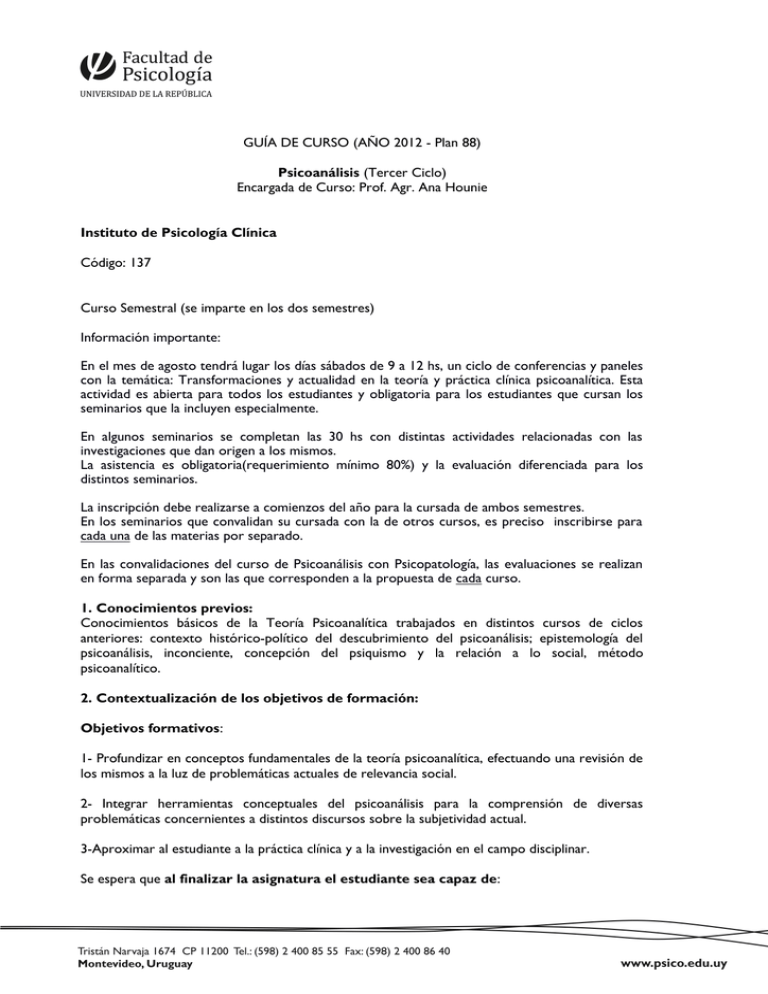 GUÍA DE CURSO (AÑO 2012 - Plan 88) Código: 137
