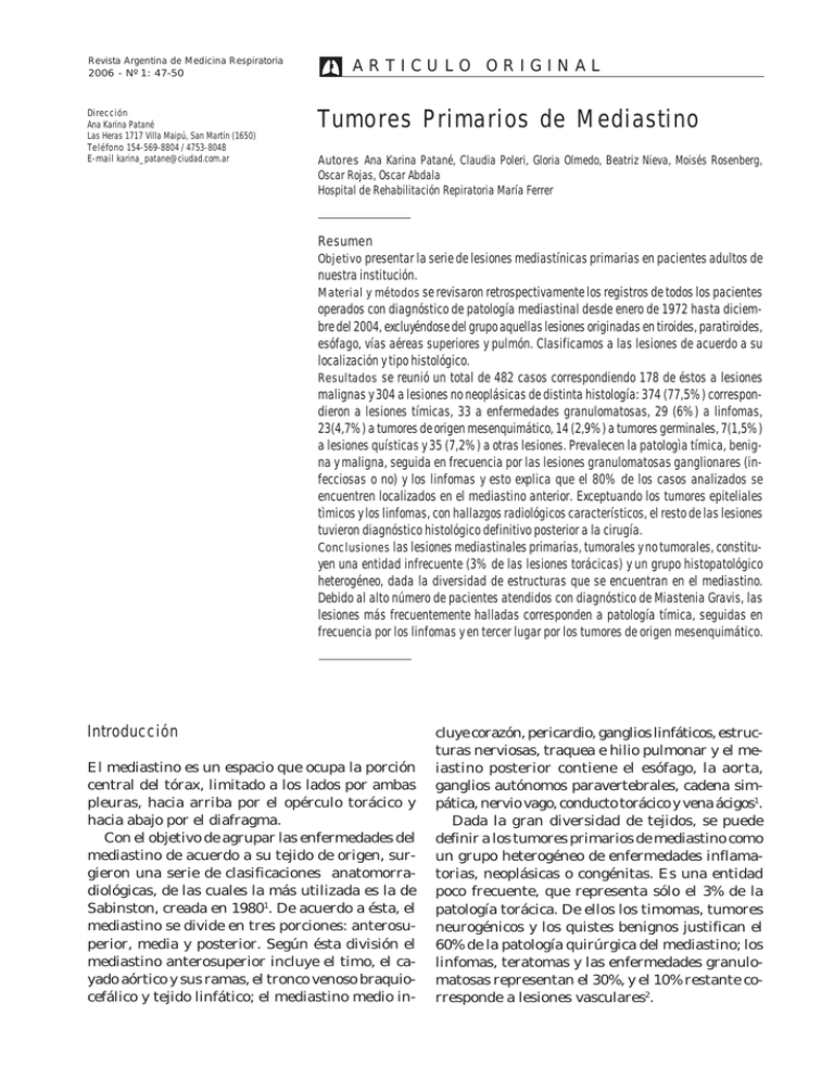 Pag. 47 - Tumores Primarios de Mediastino