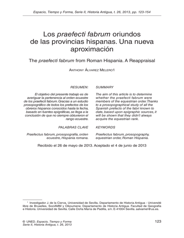 praefecti fabrum de las provincias hispanas. Una nueva aproximación A