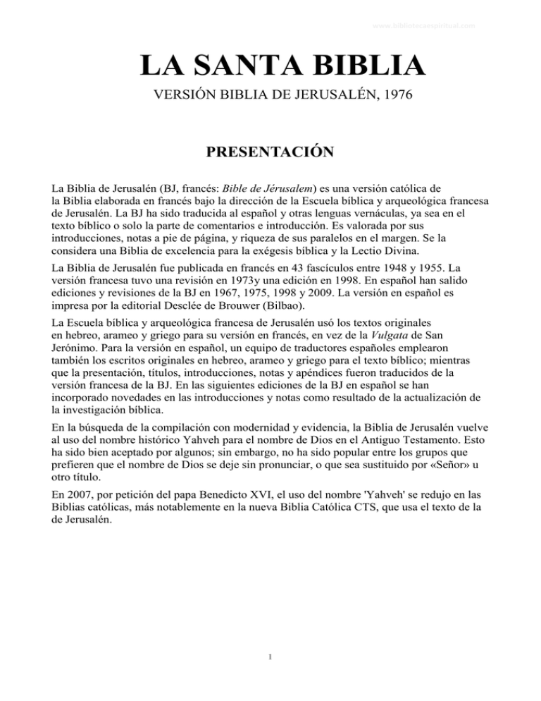 La Biblia De Jerusalen