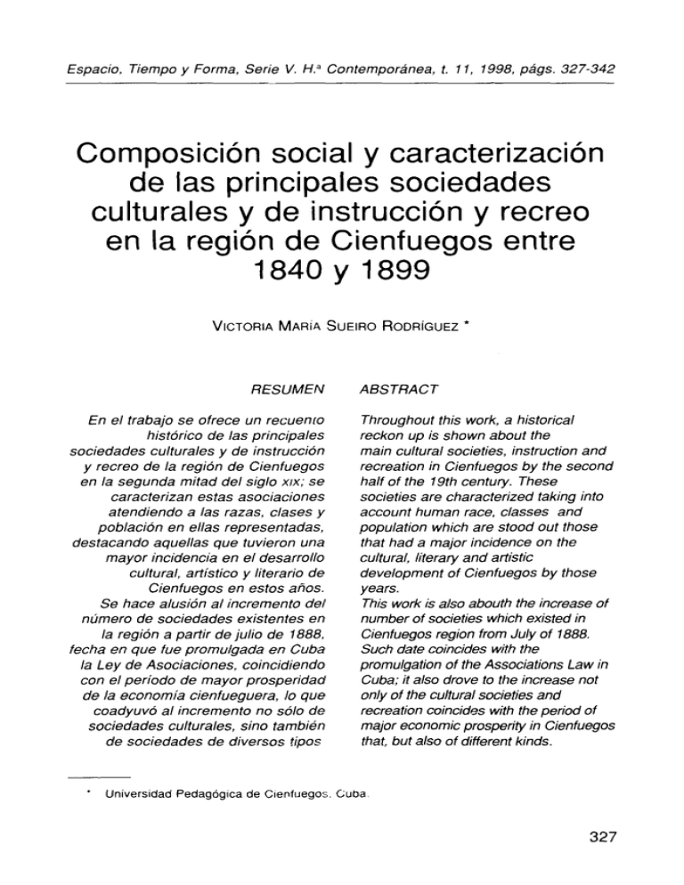 Composición social y caracterización de las principales sociedades