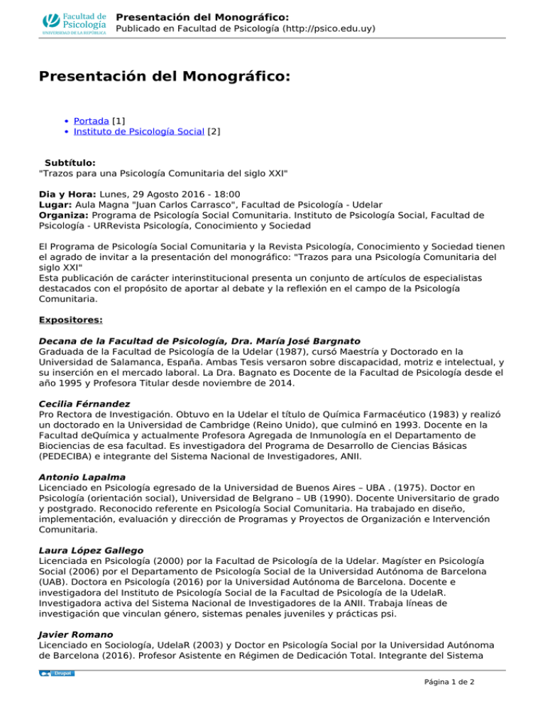 Presentación del Monográfico: