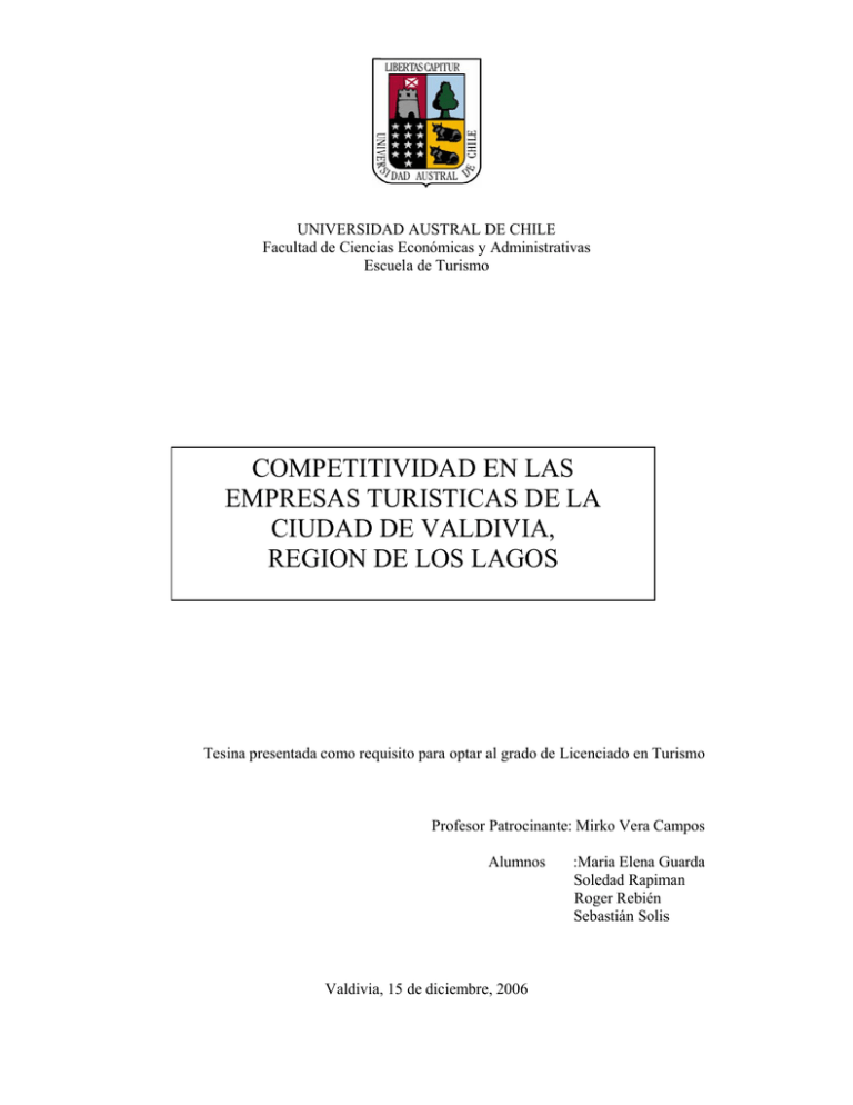 Competitividad en las empresas tur stica de la ciudad de Valdivia, Regi n de Los Lagos