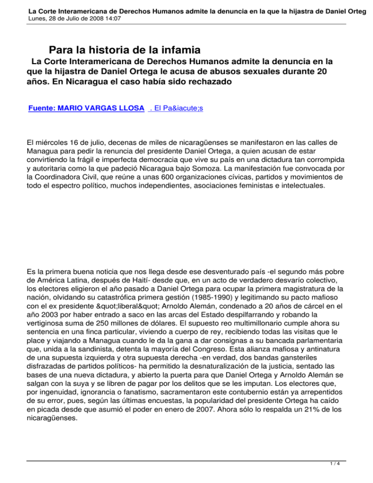 Para la historia de la infamia