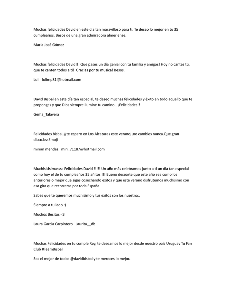 Felicitaciones recibidas