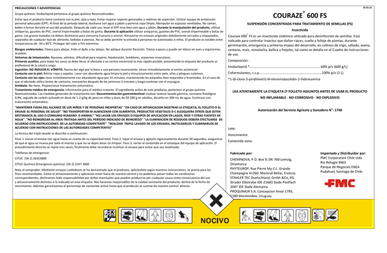 Etiqueta Couraze 600 FS