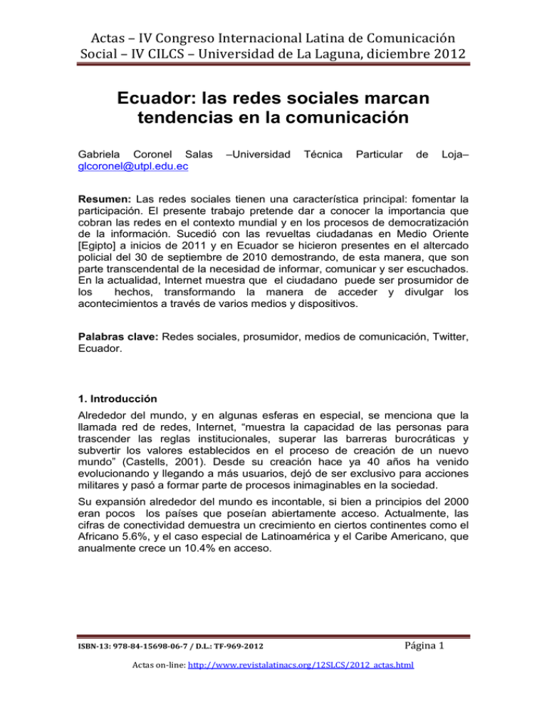 Ecuador: las redes sociales marcan tendencias en la comunicaci n