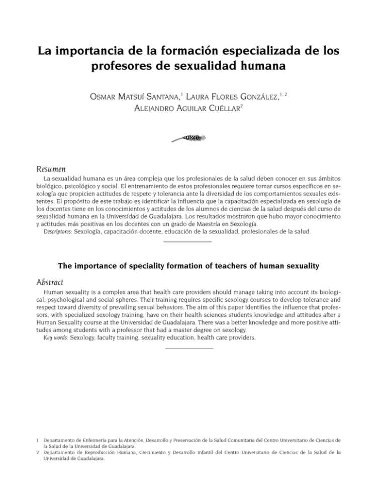 La importancia de la formaci n especializada de los profesores de sexualidad humana