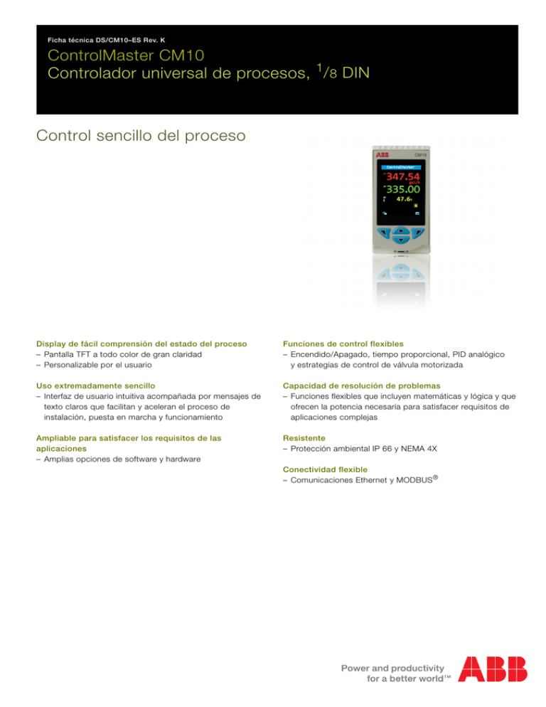 ControlMaster CM10 Controlador universal de procesos, / DIN