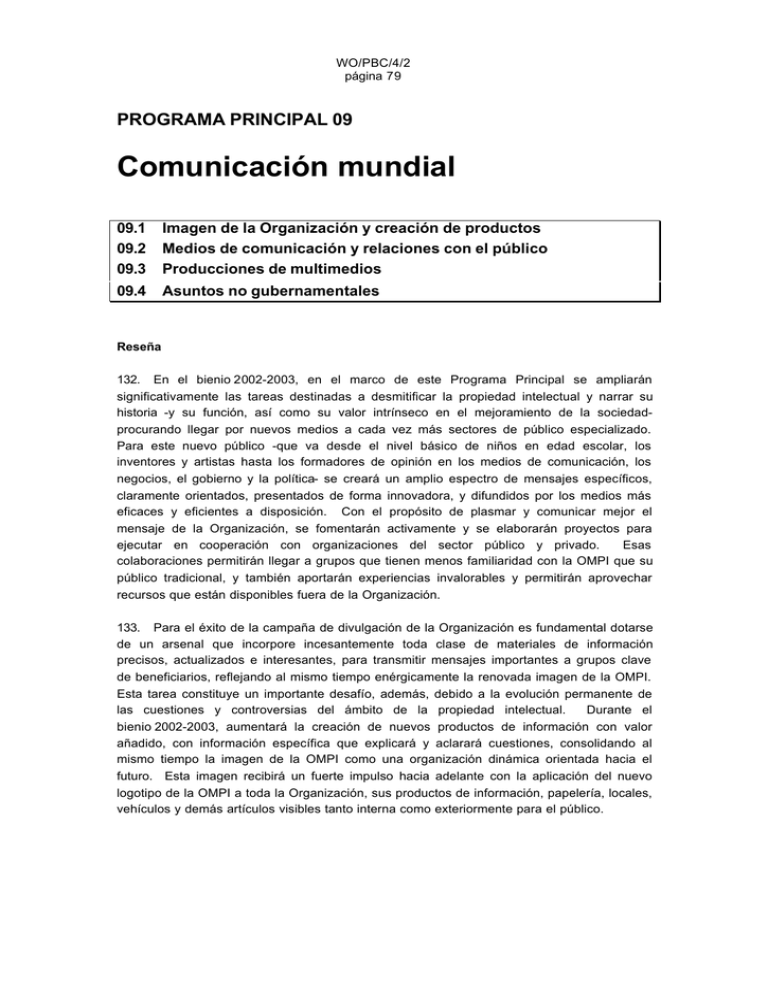 Comunicación mundial PROGRAMA PRINCIPAL 09