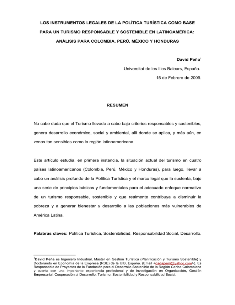 Los instrumentos legales de la pol tica tur stica como base para un turismo responsable y ...