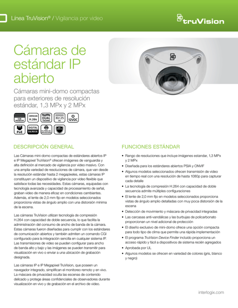 TruVision IP Open Standards Outdoor Compact Mini-Dome Cameras Data ...