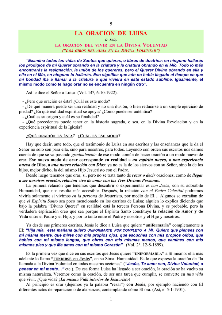 5 Oraci n en la Divina Voluntad pdf 5 Oraci n en la Divina Voluntad pdf