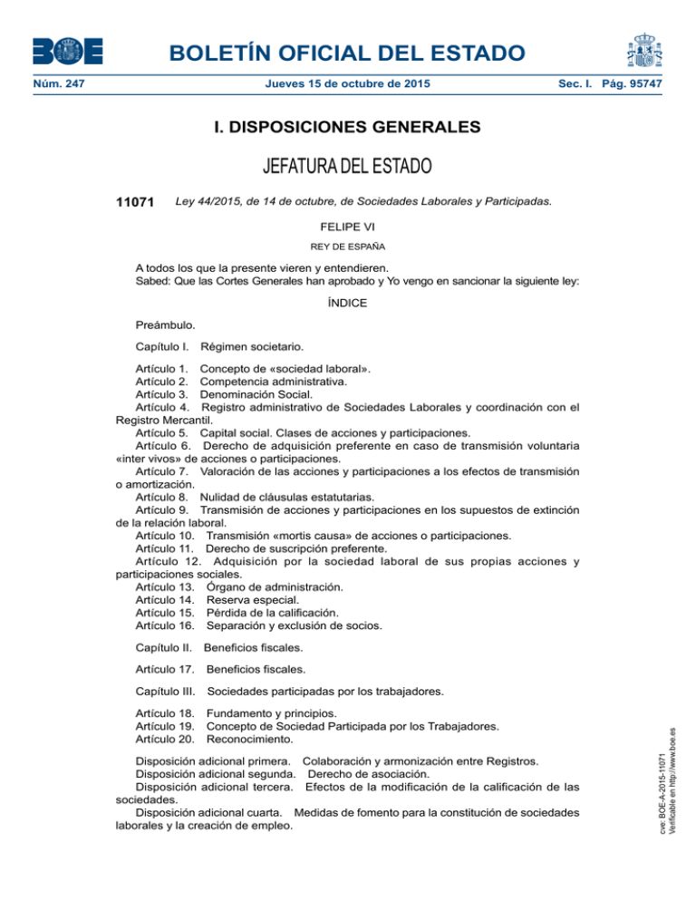 Ley Ley 44/2015 que ha establecido una nueva regulación para las ...