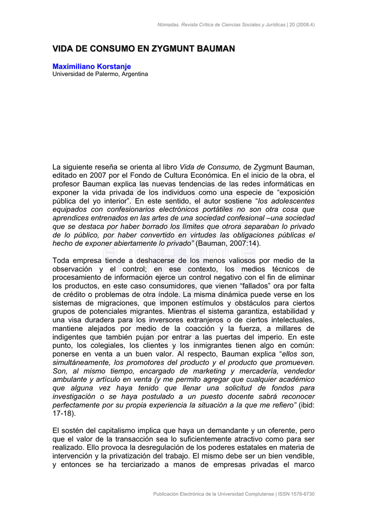 Resumen Del Libro Vida De Consumo Zygmunt Bauman - Leer un Libro Resumen Del Libro Vida De Consumo Zygmunt Bauman - Leer un Libro