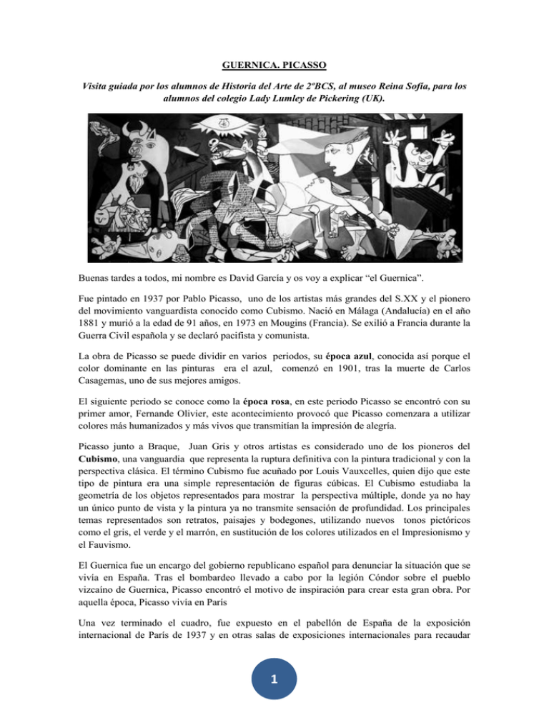 guernica explicación español inglés. david garcía