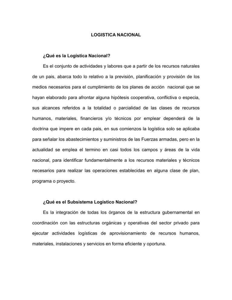 LOGISTICA NACIONAL