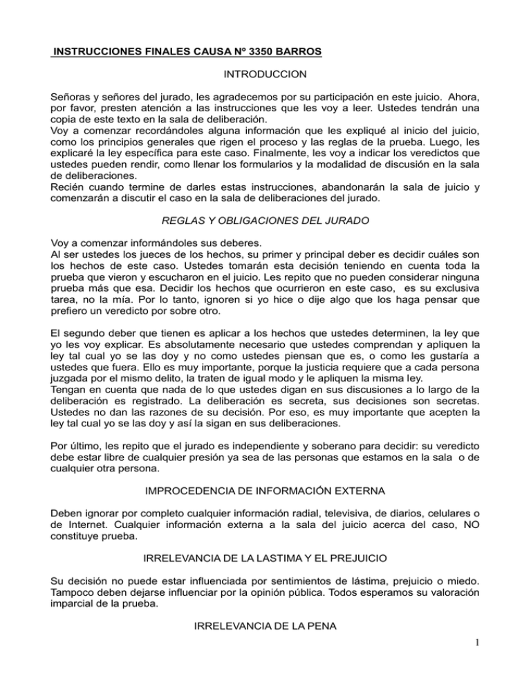 Instrucciones finales