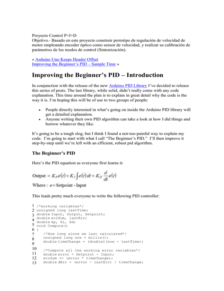 control de velocidad de motor usando PID