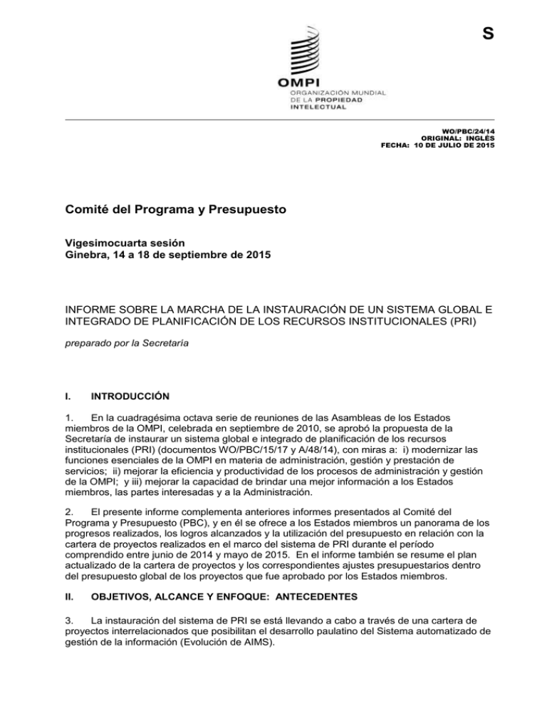 S Comité del Programa y Presupuesto