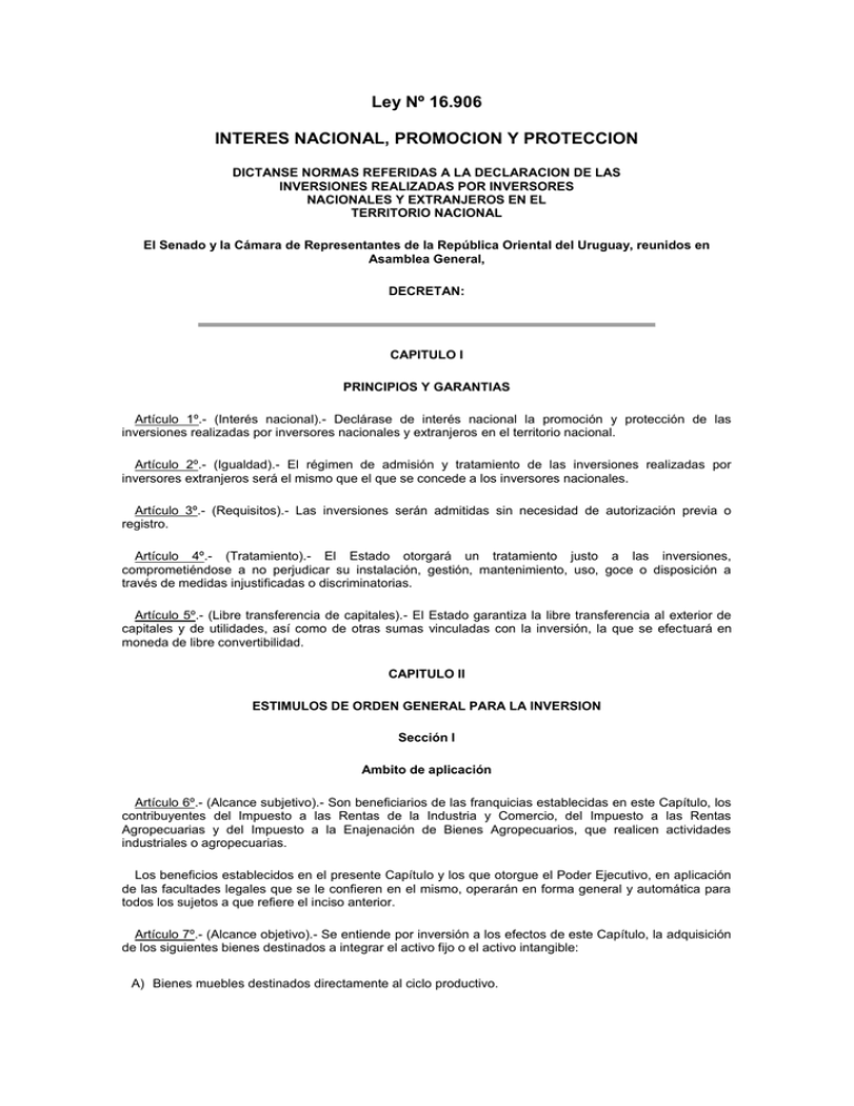 Ley Nº 16.906