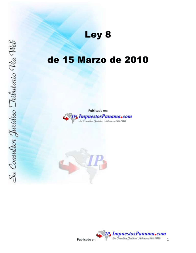 Ley 8 de 15 de marzo de 2010