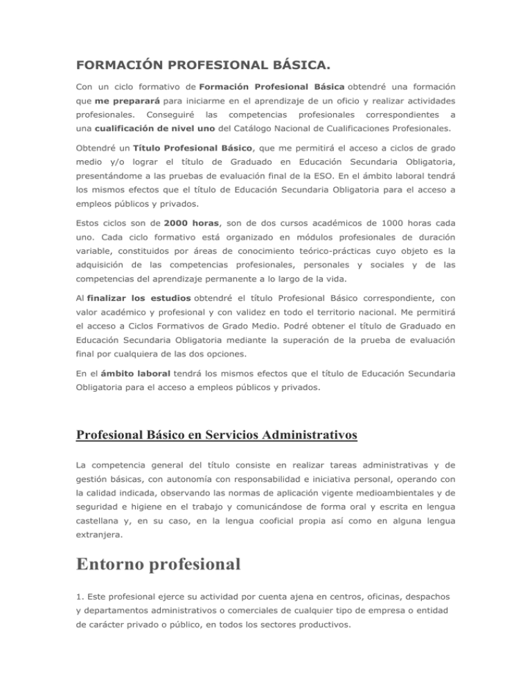 FORMACIÓN PROFESIONAL BÁSICA.