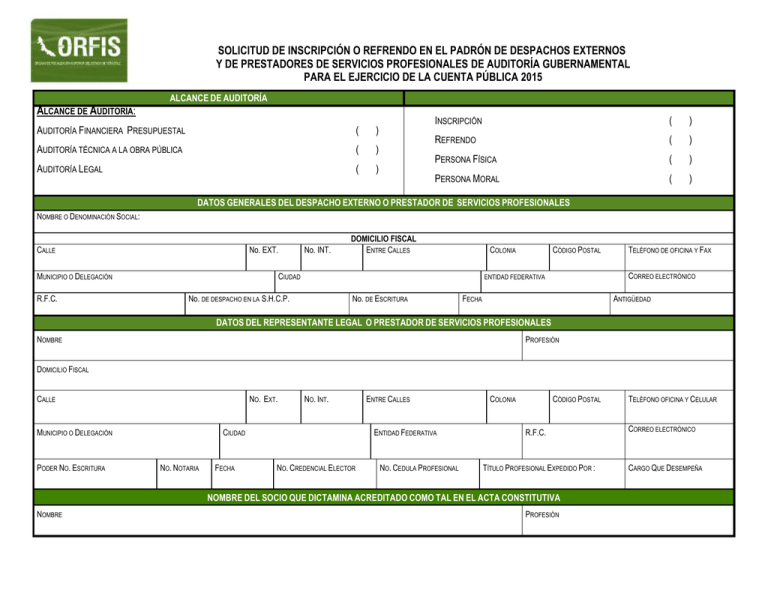 Solicitud de Inscripción o Refrendo