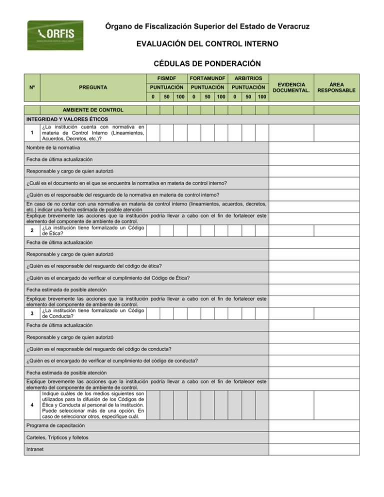 Anexo 14 Instrumentos de valoración del control interno