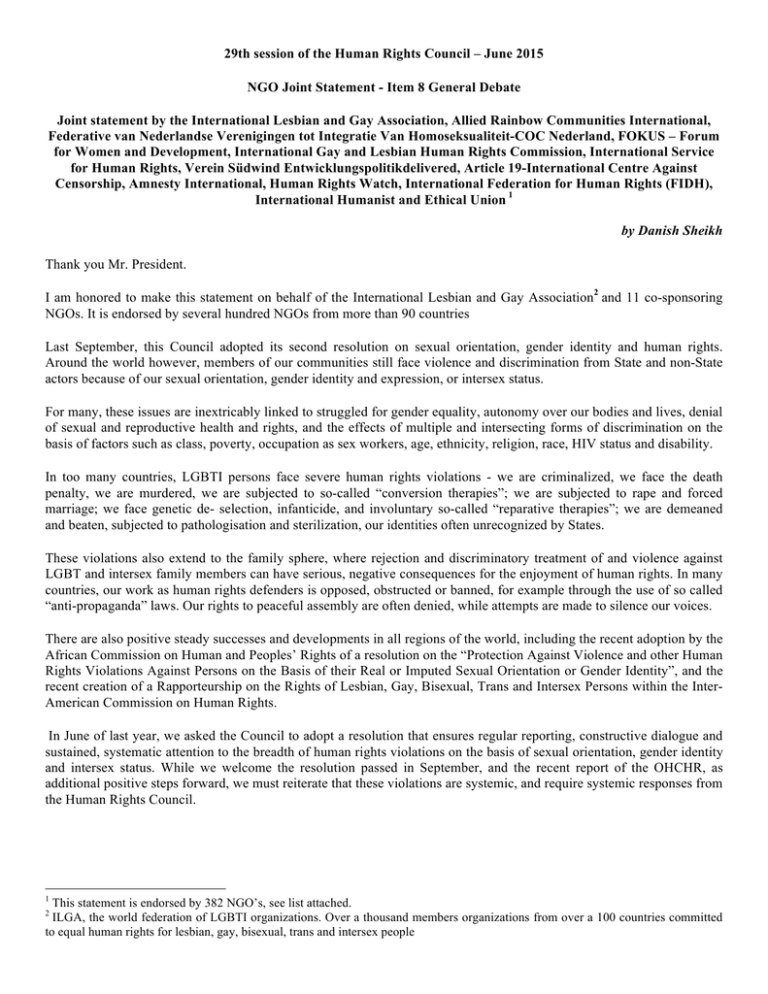 NGO statement on SOGII issues