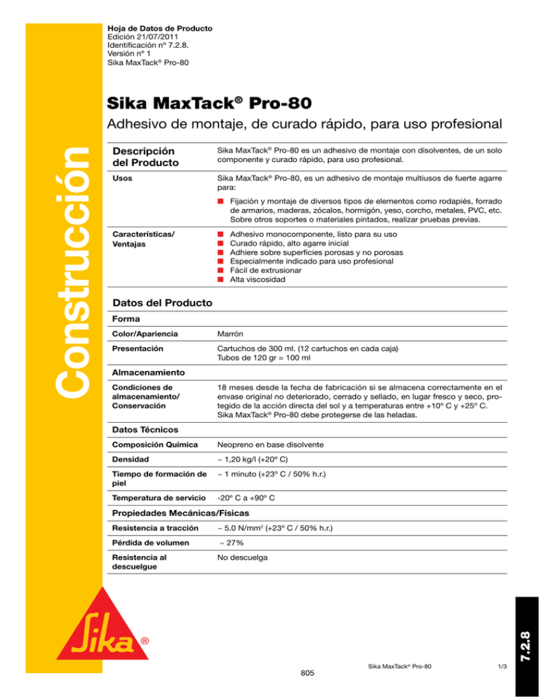 7 2 8 Sika MaxTack Pro 80