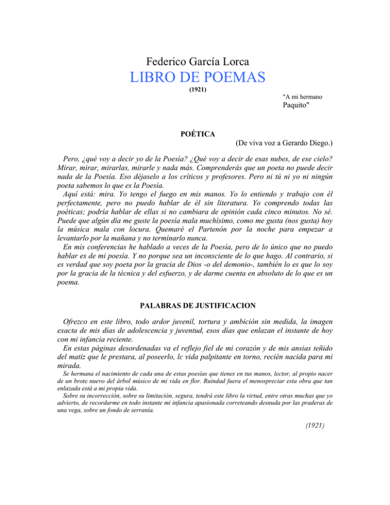 Federico García Lorca - Libro de poemas
