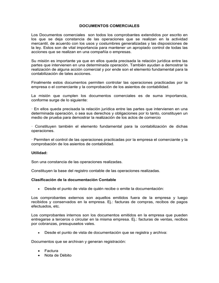 DOCUMENTOS COMERCIALES
