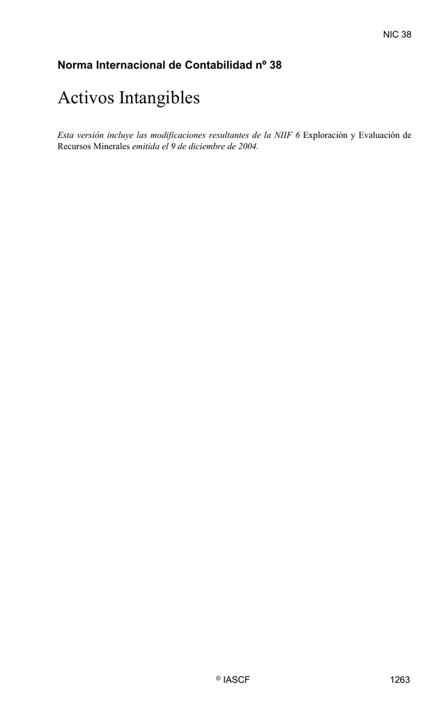 Activos Intangibles Norma Internacional de Contabilidad nº 38 NIC 38