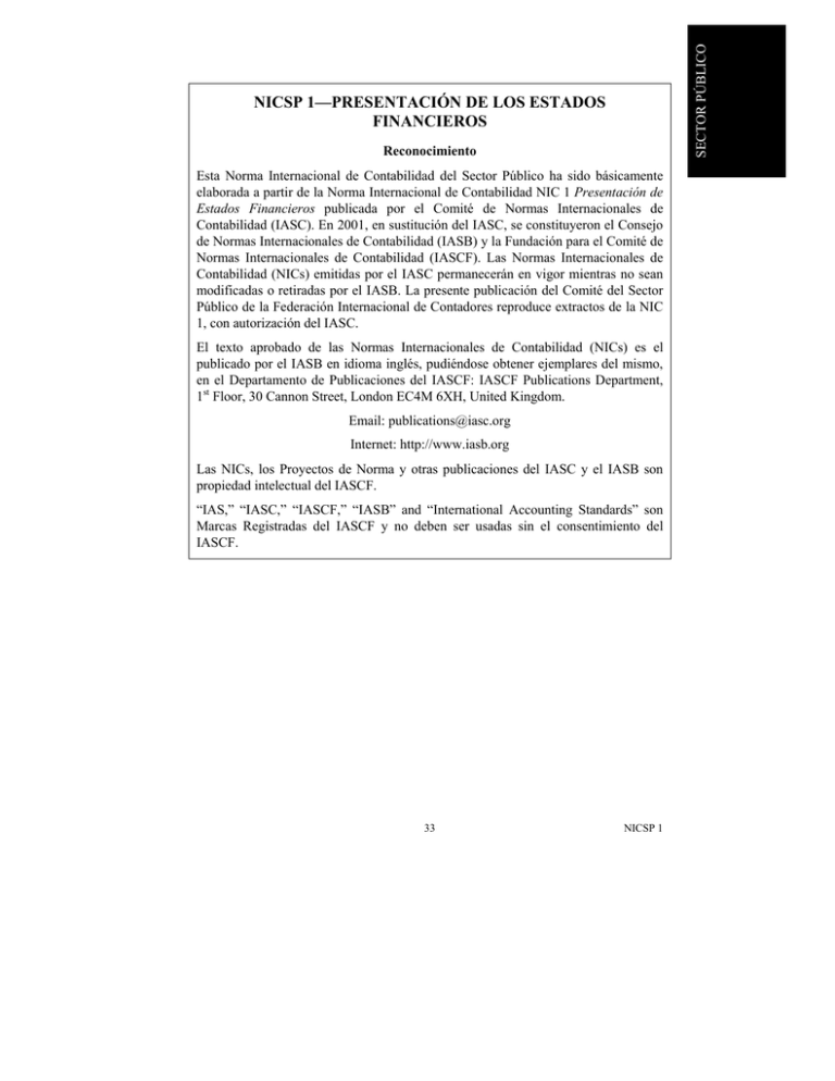 NICSP 1—PRESENTACIÓN DE LOS ESTADOS FINANCIEROS