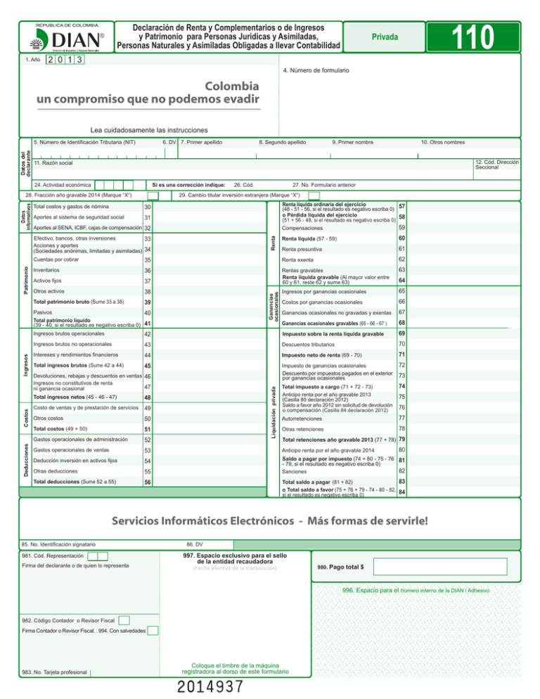 Descargar Formulario 110
