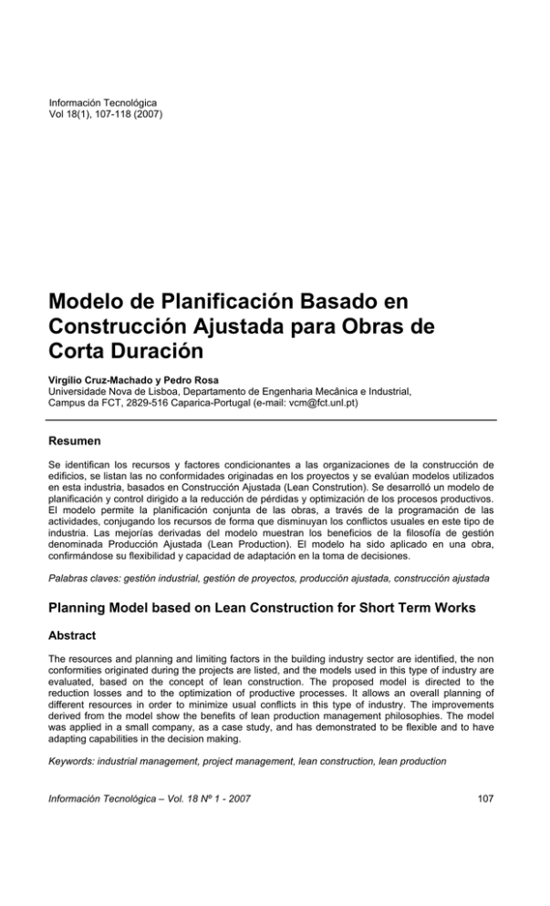 Modelo de Planificación Basado en Construcción Ajustada para Obras de ...