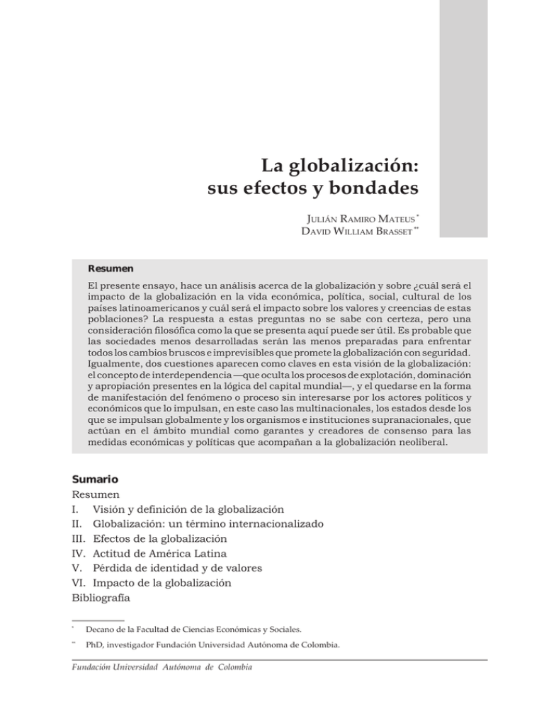 La globalización: sus efectos y bondades