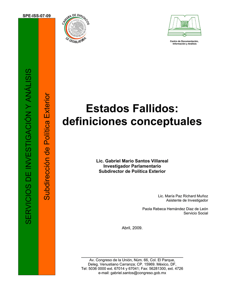 Estados Fallidos: definiciones conceptuales.