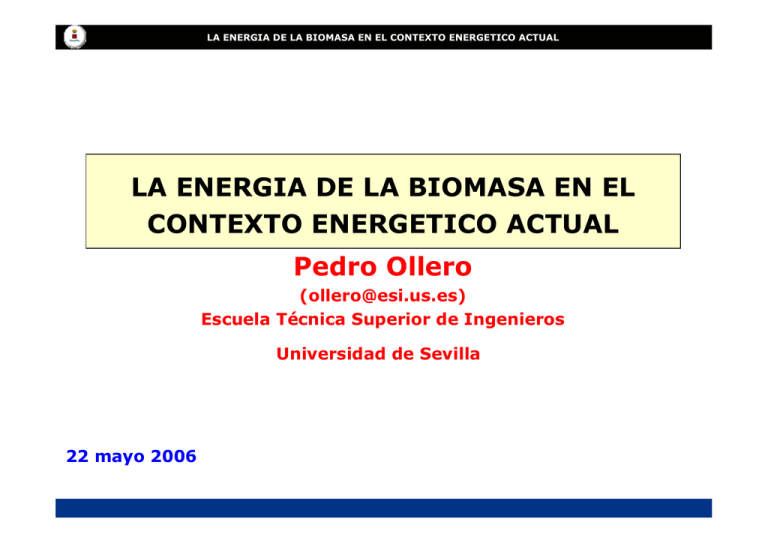 La energ a de biomasa en el contexto energ tico actual