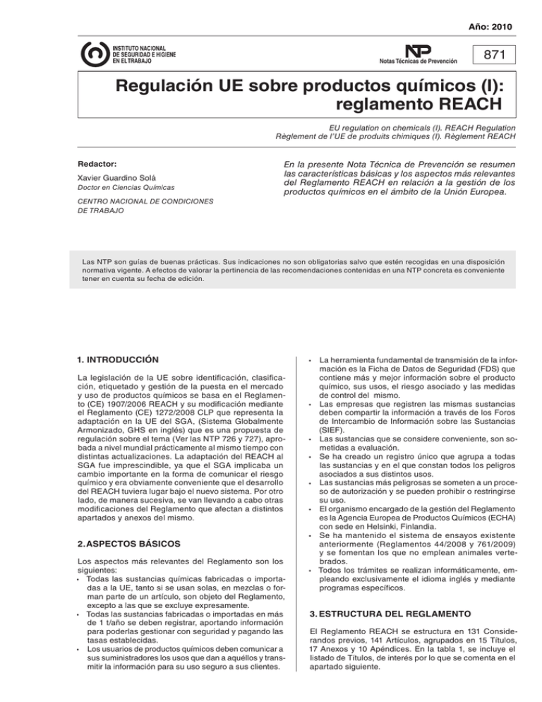 Nueva ventana:NTP 871: Regulación UE sobre productos químicos (I ...