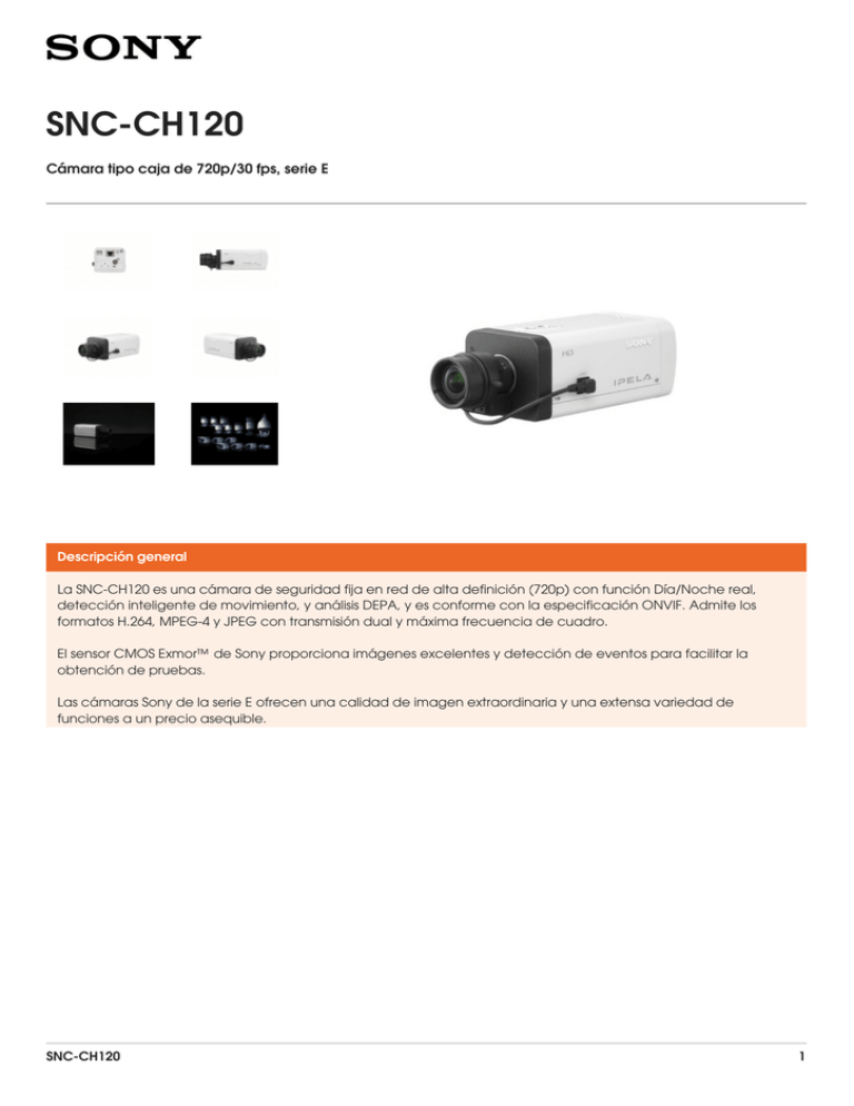 SNC-CH120 Cámara tipo caja de 720p/30 fps, serie E